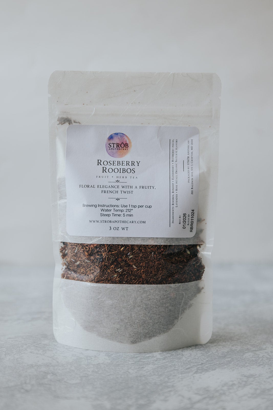 Roseberry Rooibos Tea | Floral Berry Blend | Caffeine-Free | STRŌB ...